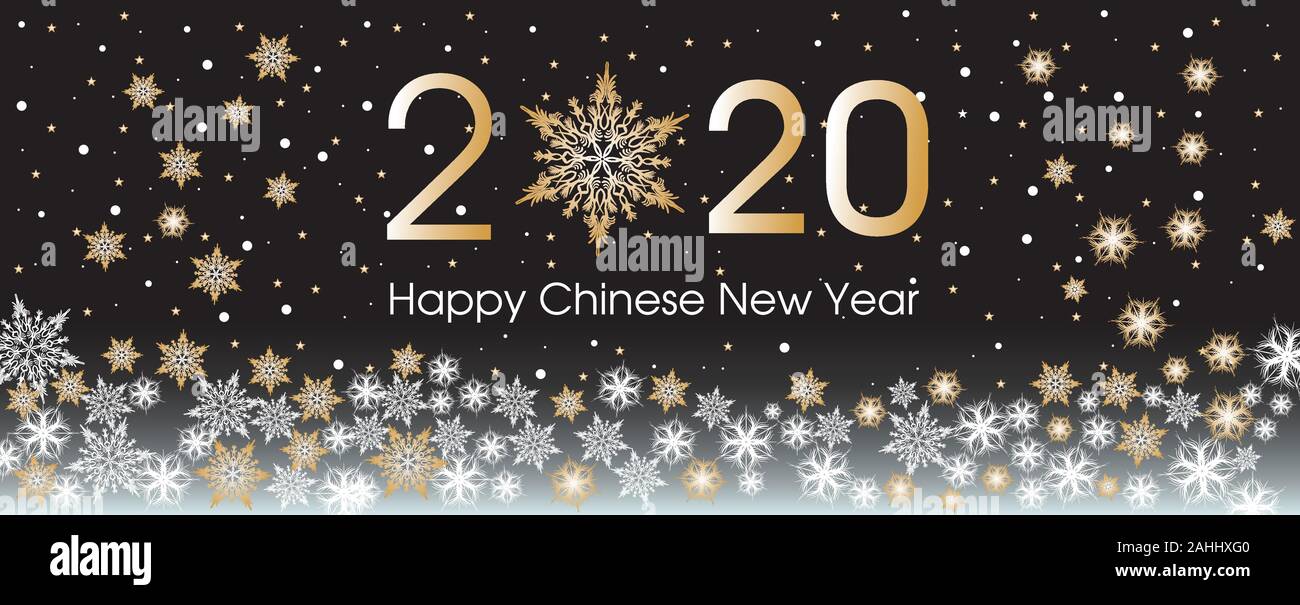 2020 Happy Chinese New Year card template. Design patern snowflakes ...