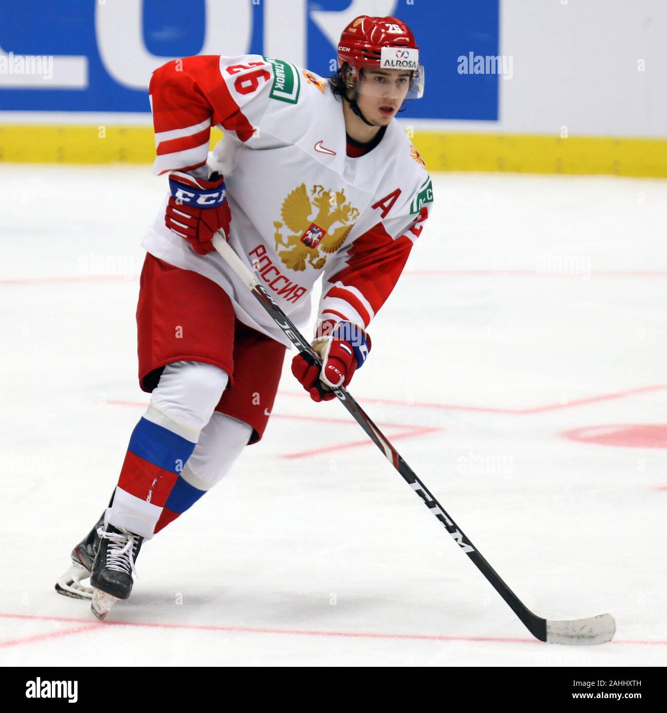 Alexander Romanov (RUS) in action during the 2020 IIHF World Junior Ice Hockey Championships ...