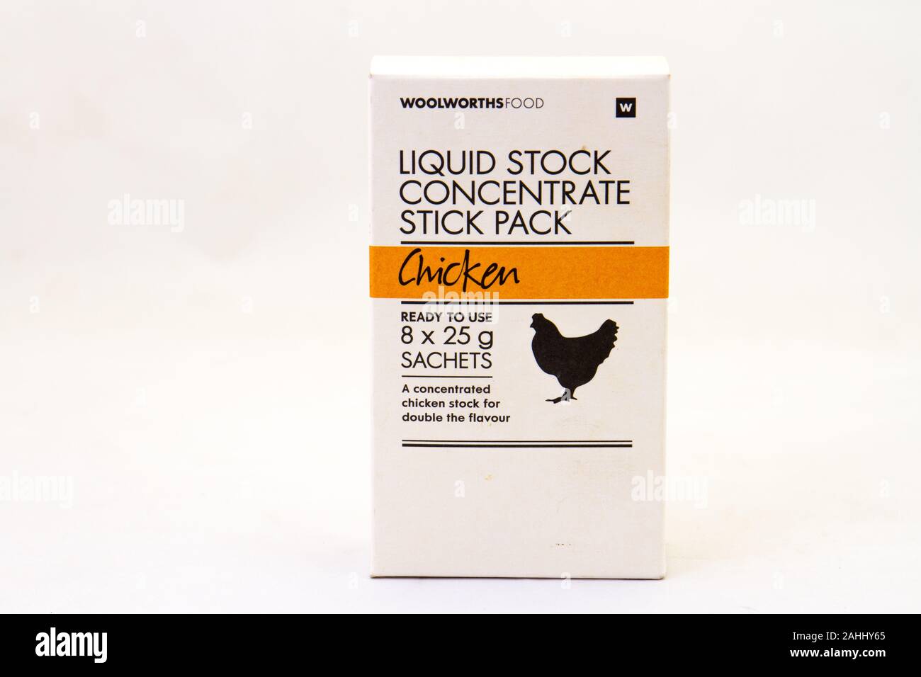 Alberton, South Africa - a box of Woolworths Food liquid chicken stock ...