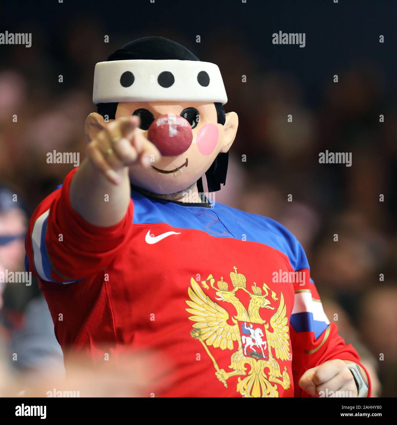 Russian fan during the 2020 IIHF World Junior Ice Hockey Championships ...