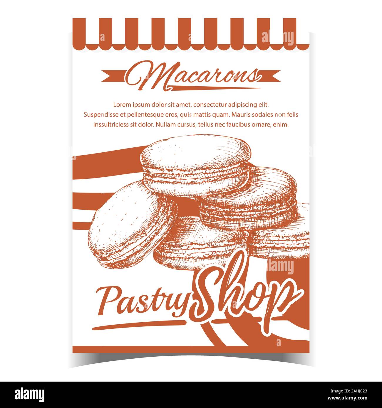 Pastry Shop Macarons Biscuit Sweet Banner Vector Stock Vector Image ...