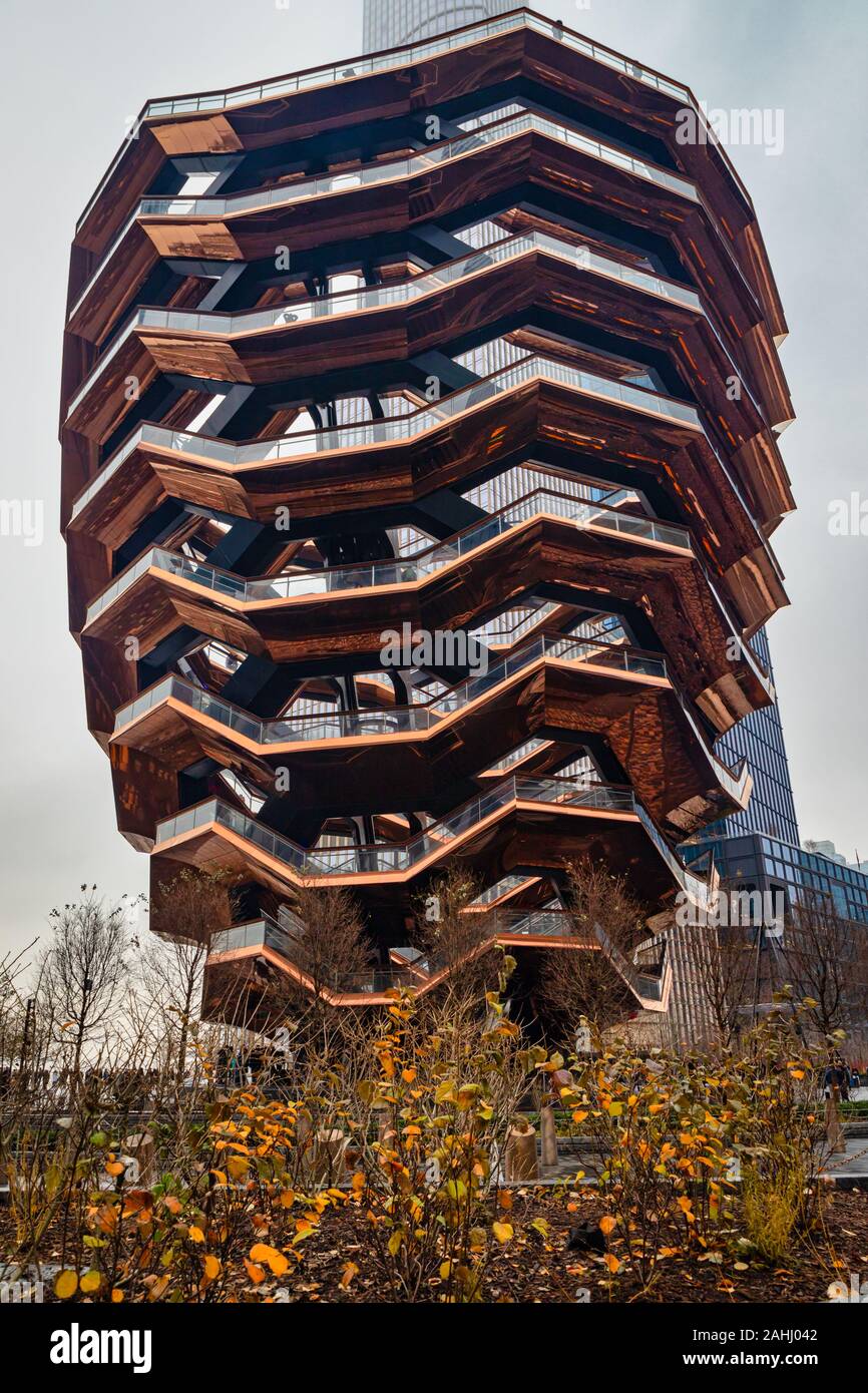 Vessel (Hudson yards redevelopment project) New York city exterior ...
