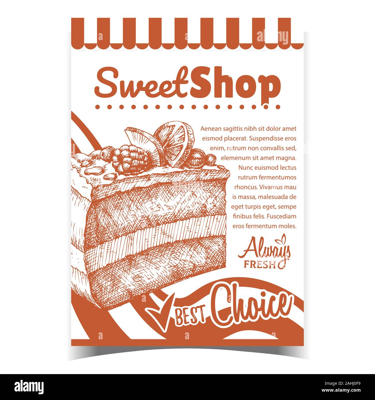 Sweet Shop Creamy Cake Advertise Poster Vector Stock Vector Image & Art ...