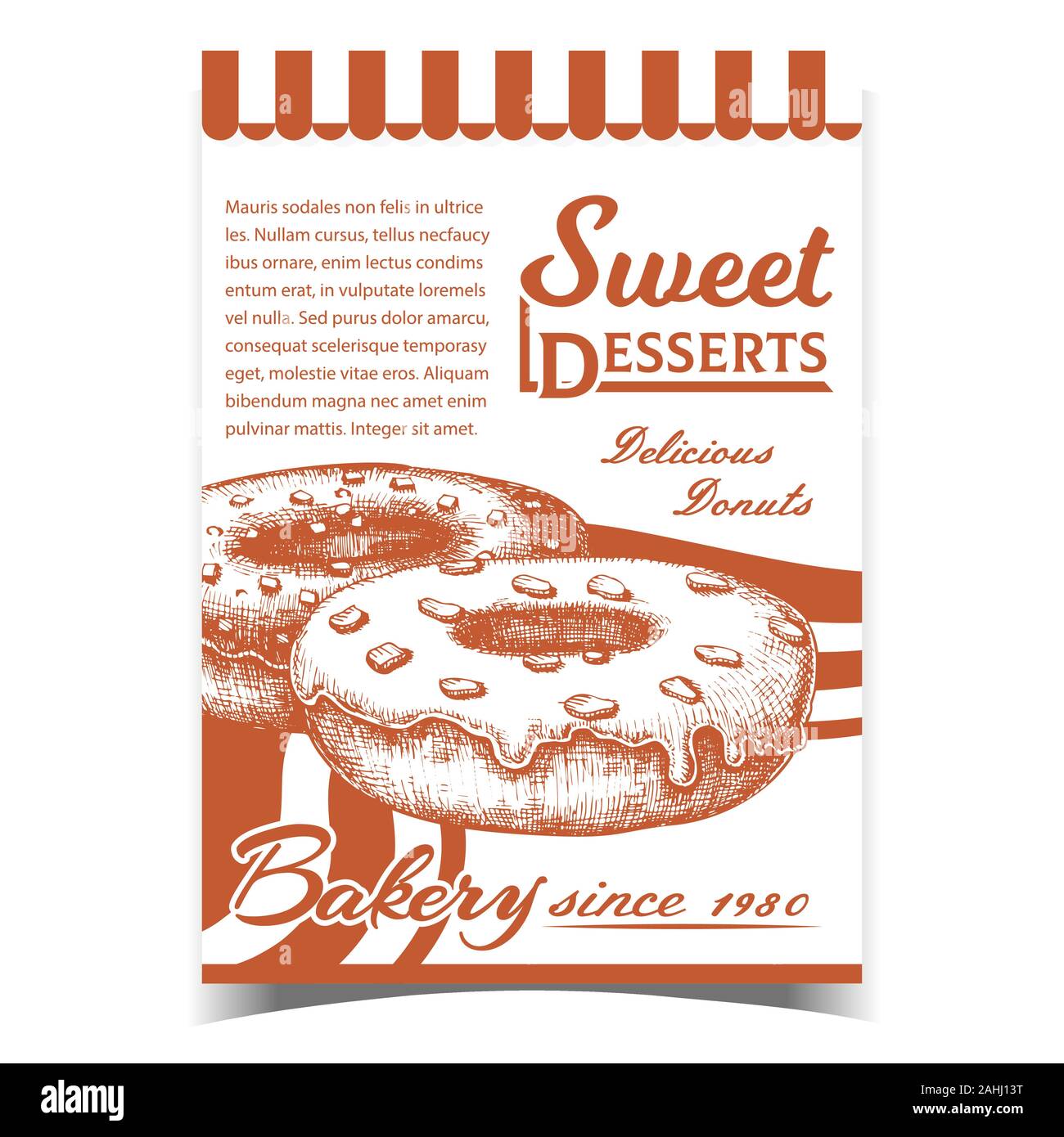 Bakery Sweet Desserts Advertising Poster Vector Stock Vector Image ...