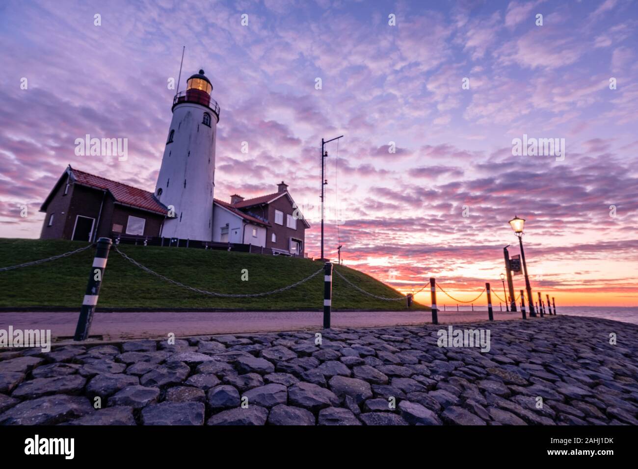 Urk Netherlands Europe, sunrise at the harbor of the small fishing ...