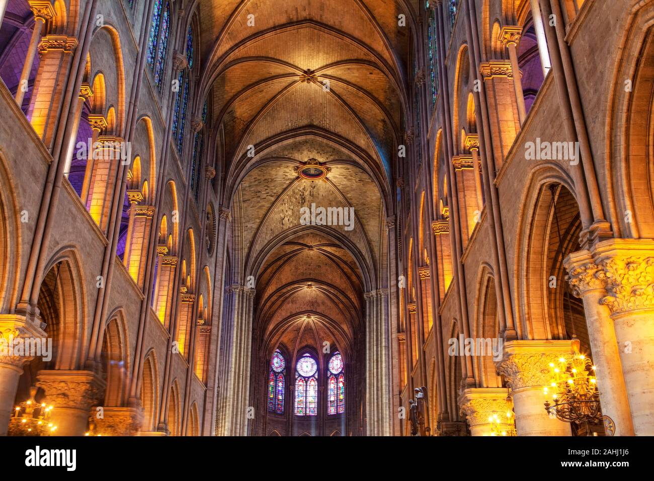 interior view of Notre Dame de Paris Cathedral Stock Photo - Alamy