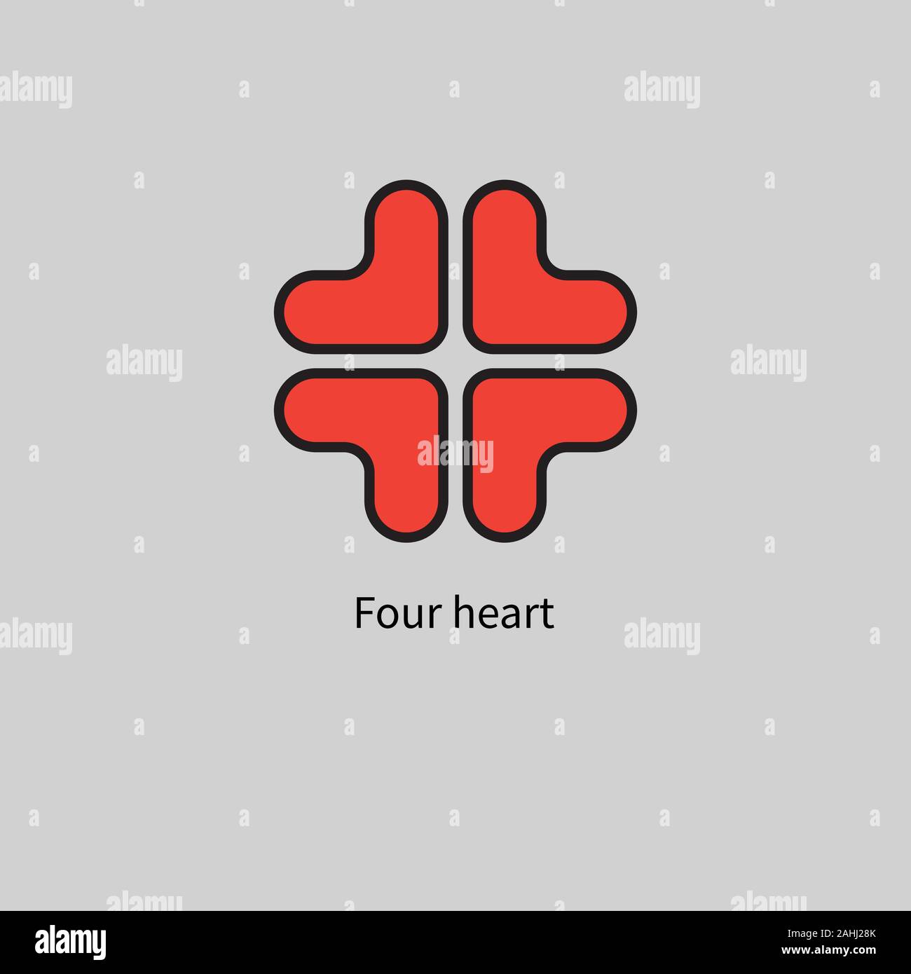 Charity icon with red hearts, abstract volunteer vector symbol Stock ...