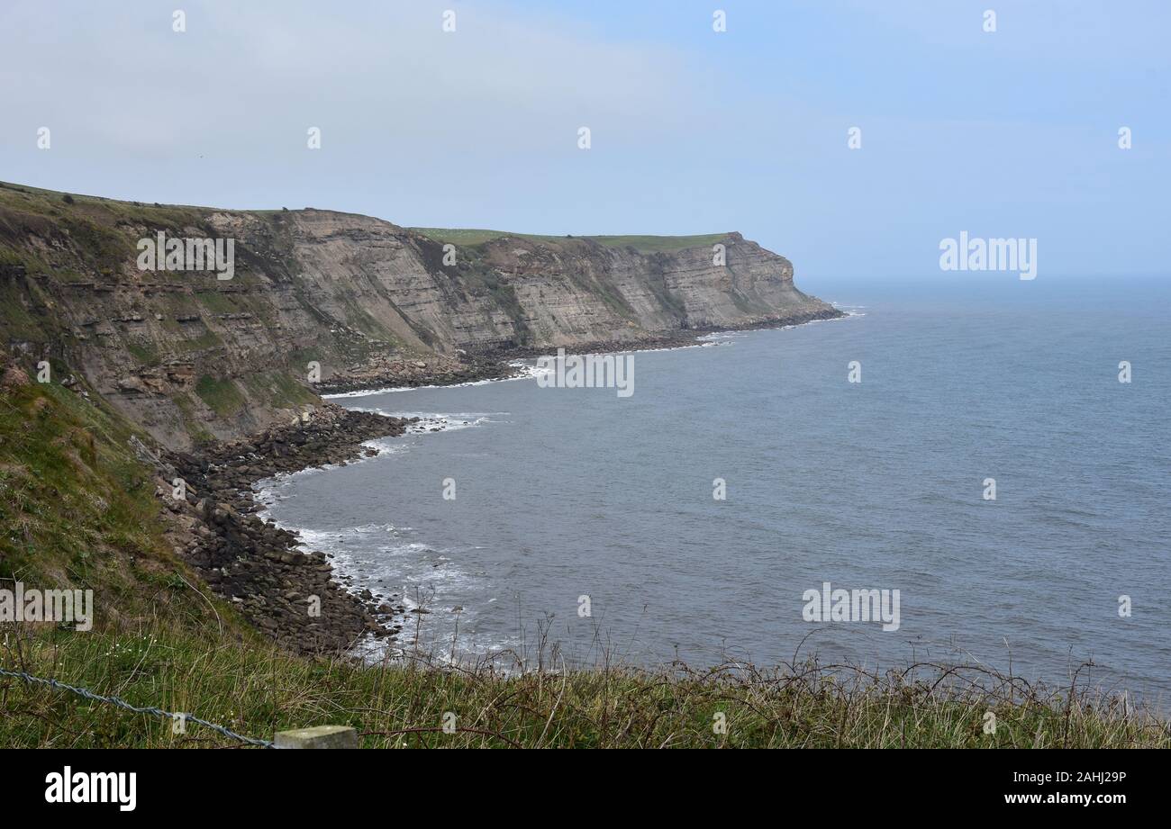 Scenic views stretching along the sea cliffs of North England Stock ...