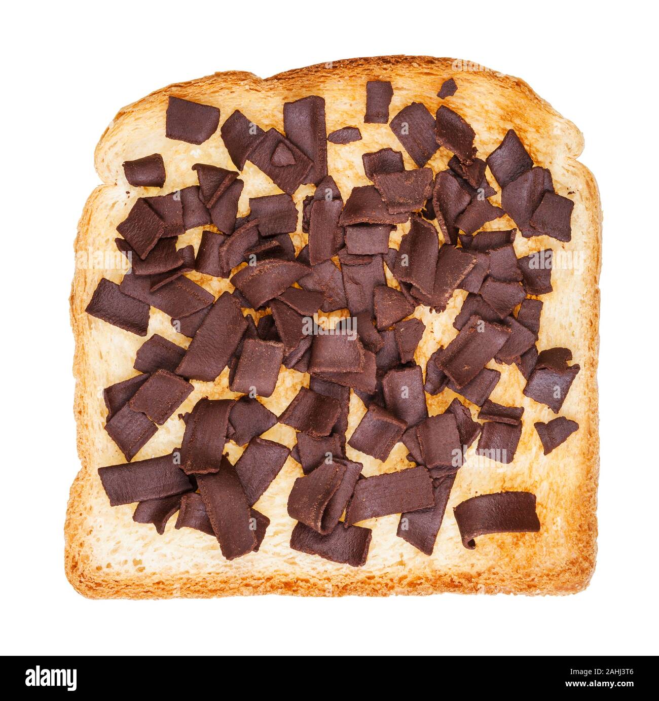 top view of dutch sweet open sandwich with toast and chocoladevlokken ...