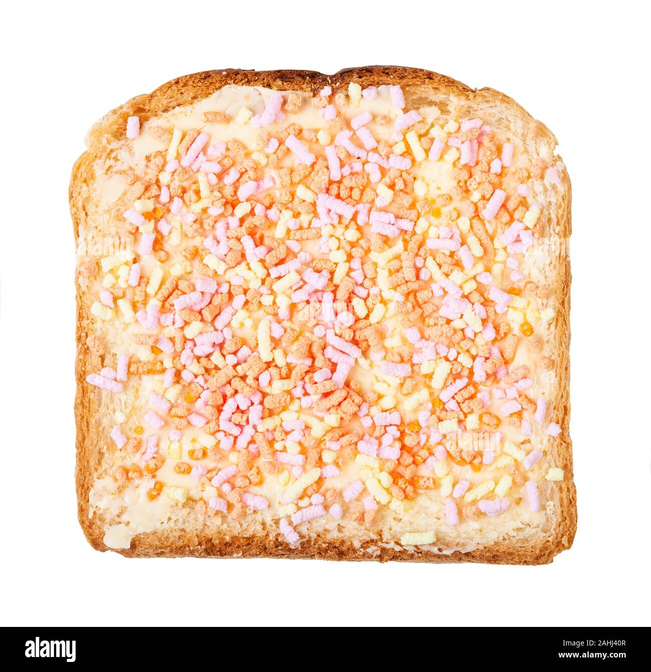 top view of dutch sweet toast with butter and fruithails (sugar topping ...