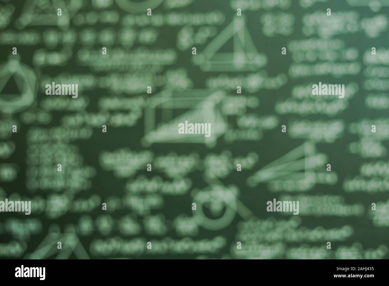blur Math on dark green board with many solution Stock Photo - Alamy
