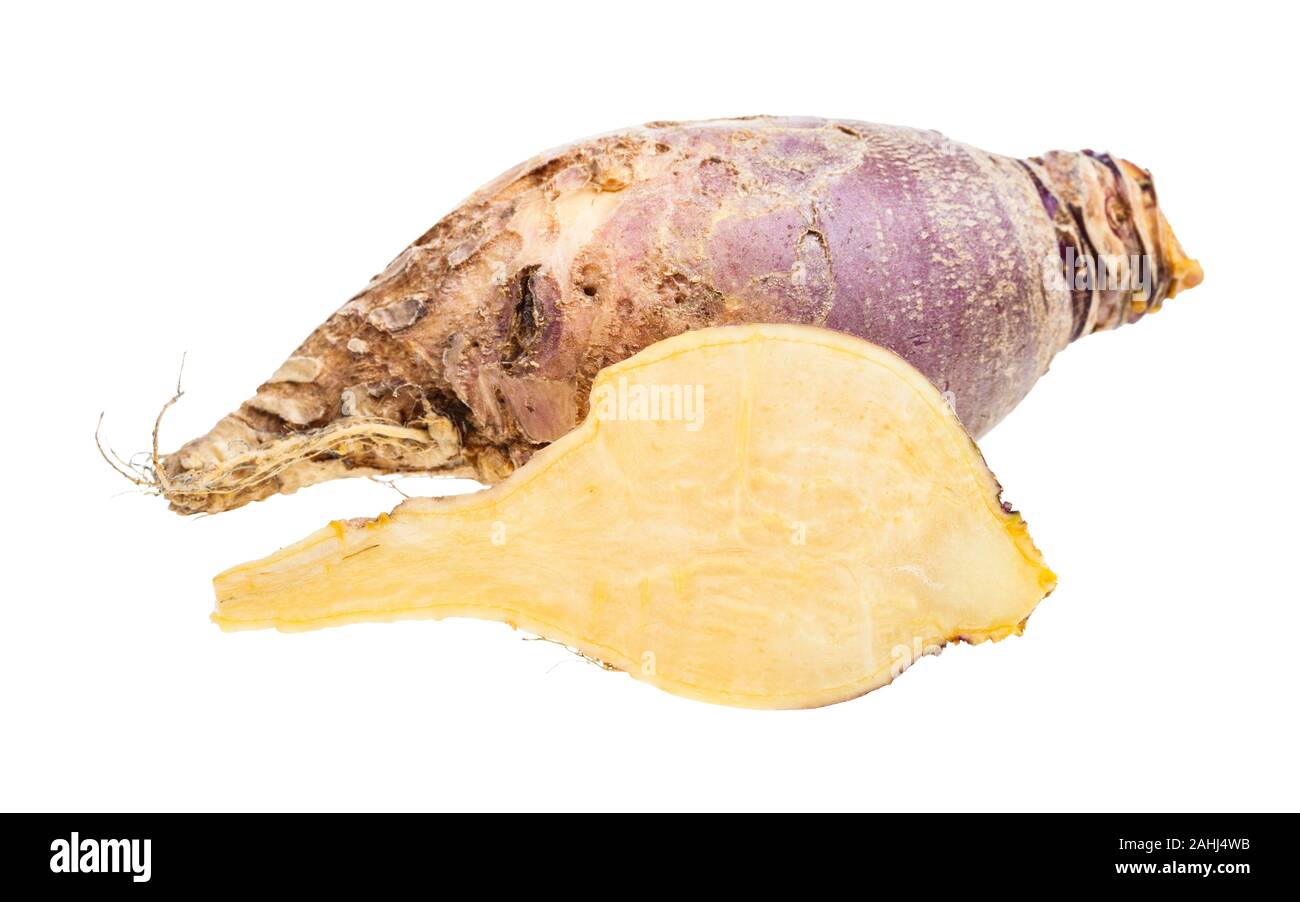 sliced and whole of fresh rutabaga root isolated on white Stock Photo ...