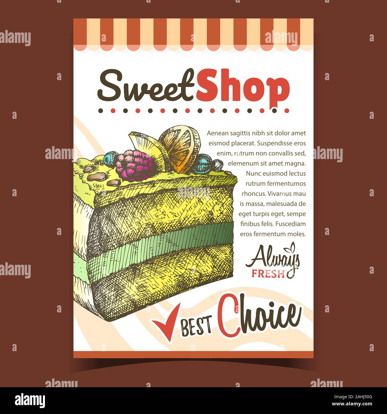 Sweet Shop Creamy Cake Advertise Poster Vector Stock Vector Image & Art ...