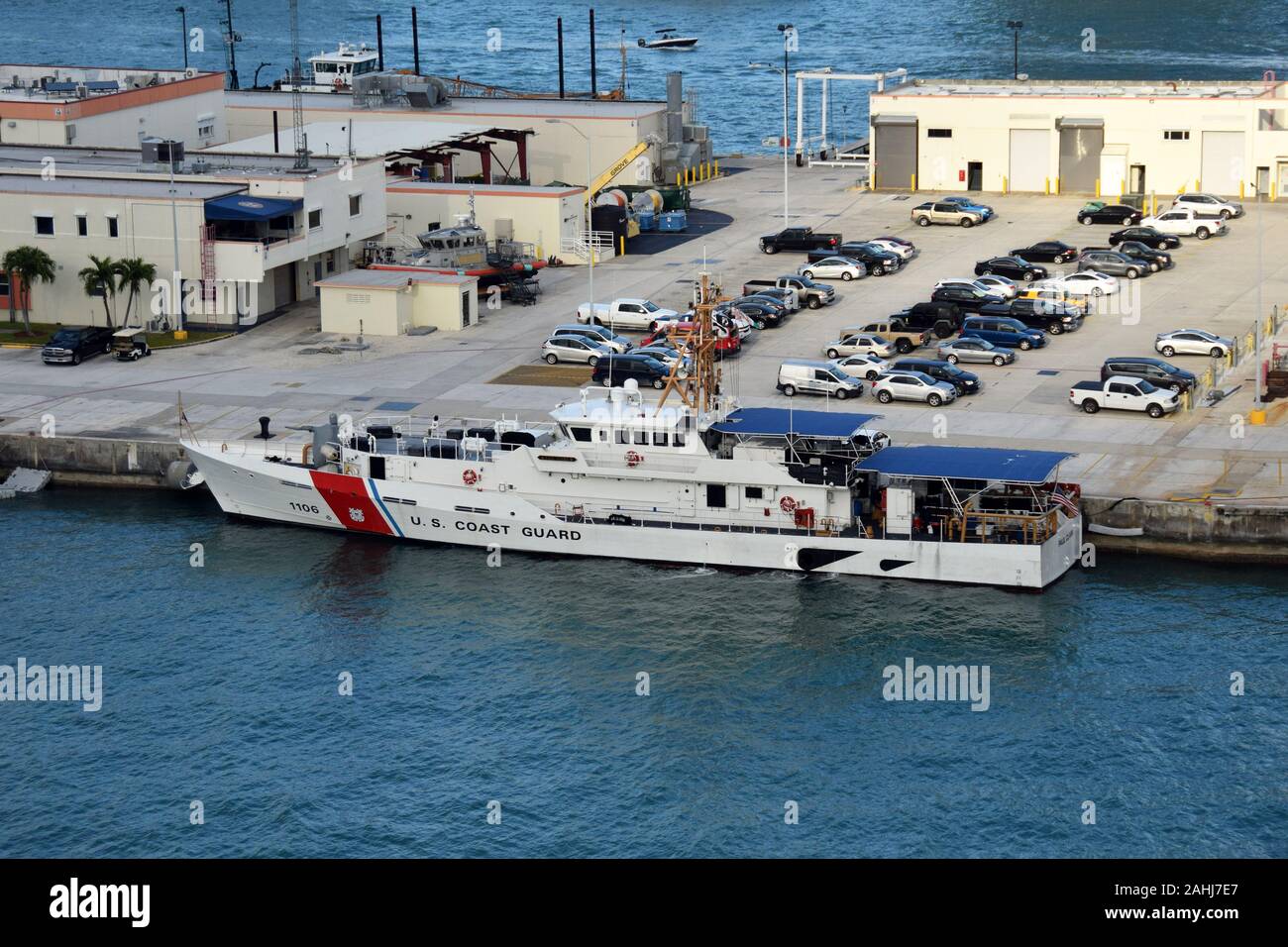 Miami, USA - December 22, 2018: US Coast Guard cutter awaits next ...
