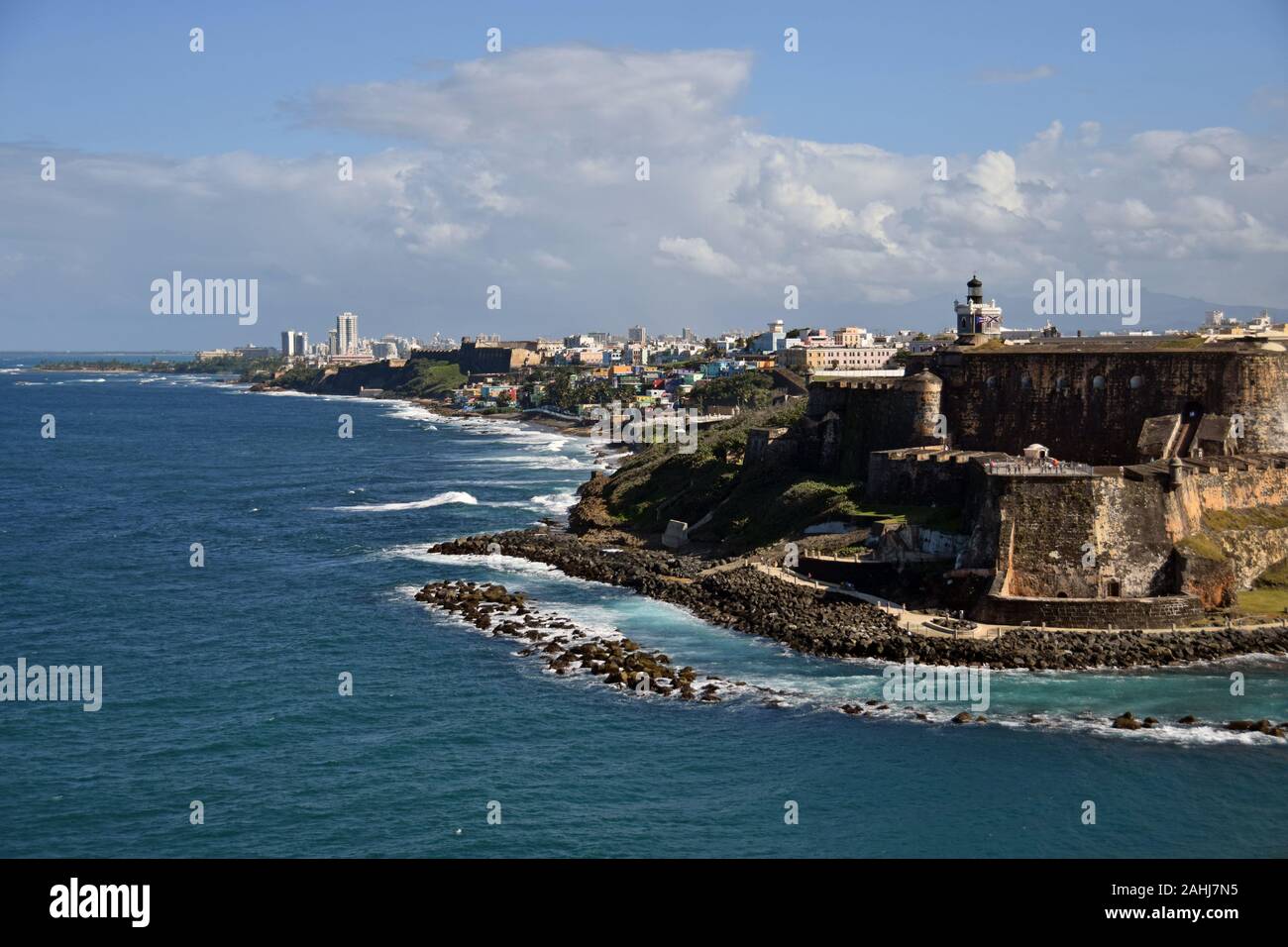 Entering the port of San Juan Puerto Rico, colonial fortress Stock ...