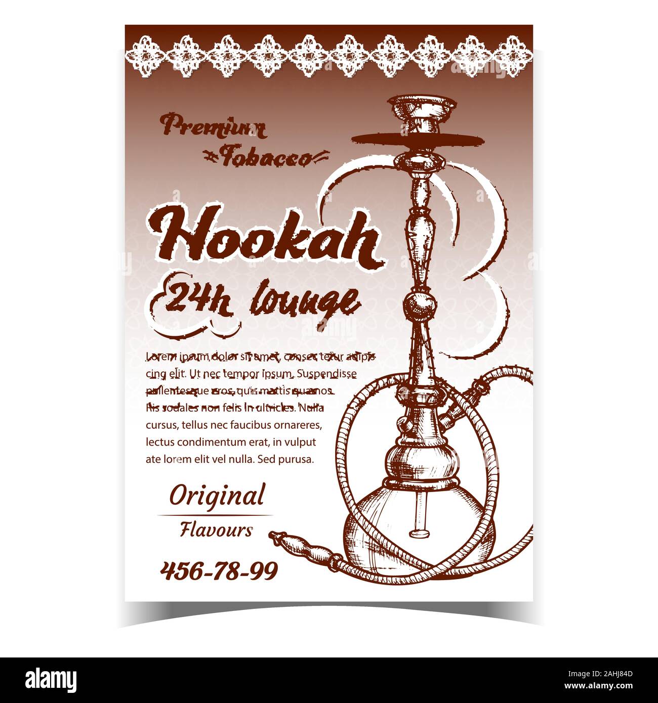 Hookah Lounge With Original Flavours Banner Vector Stock Vector Image ...