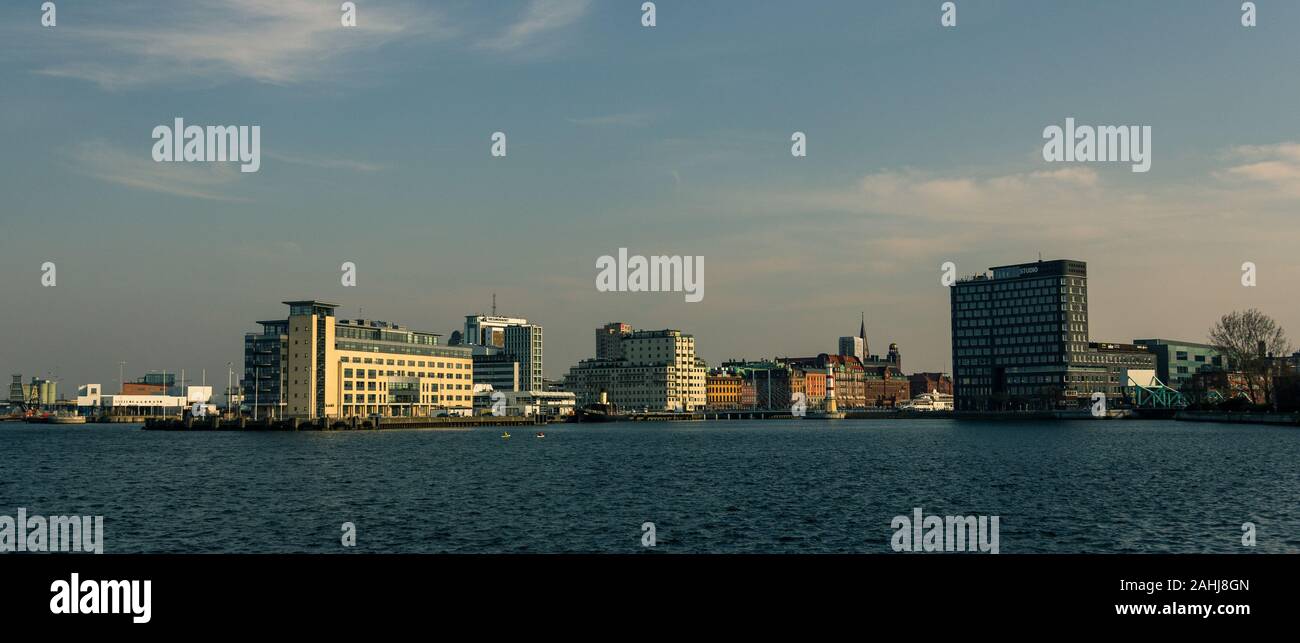 The downtown area of Malmö, Sweden, seen from the harbor side Stock ...