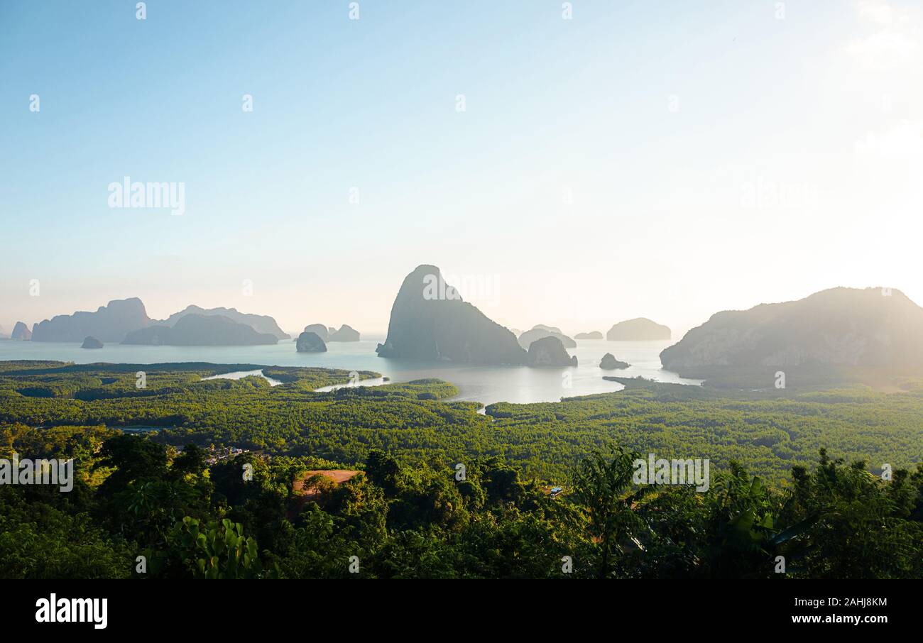 Wide angle of Samed nang chee view point in Phang nga, have big ...