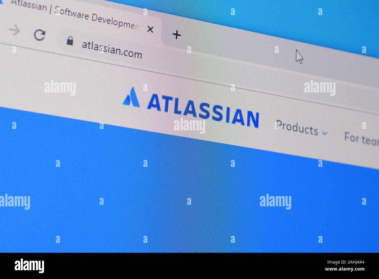 NY, USA - DECEMBER 16, 2019: Homepage of atlassian website on the ...