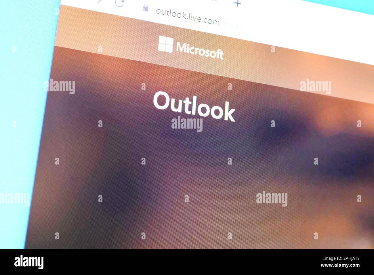 NY, USA - DECEMBER 16, 2019: Homepage of hotmail website on the display ...