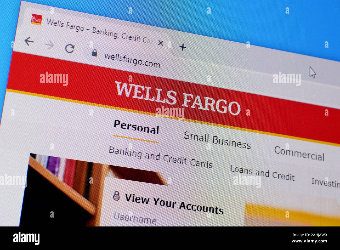NY, USA - DECEMBER 16, 2019: Homepage of wells fargo website on the ...