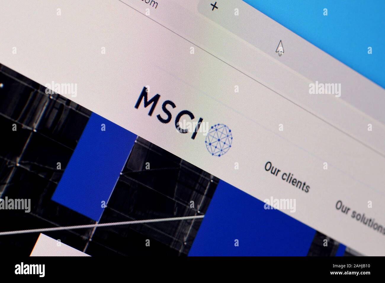 NY, USA - DECEMBER 16, 2019: Homepage of msci website on the display of ...