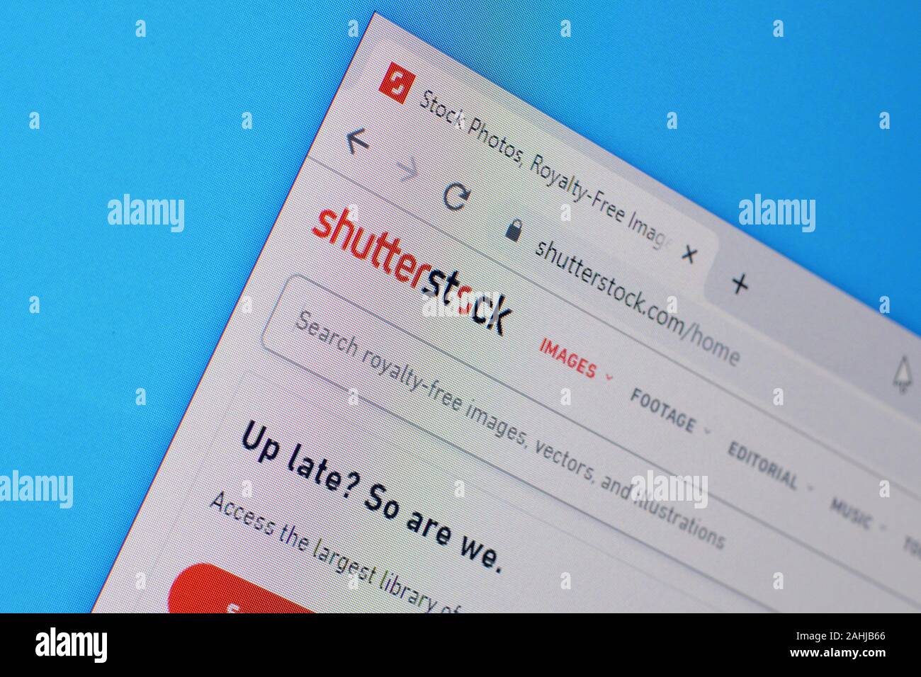 NY, USA - DECEMBER 16, 2019: Homepage of shutterstock website on the ...