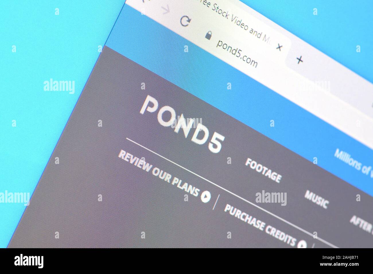 NY, USA - DECEMBER 16, 2019: Homepage of pond5 website on the display ...