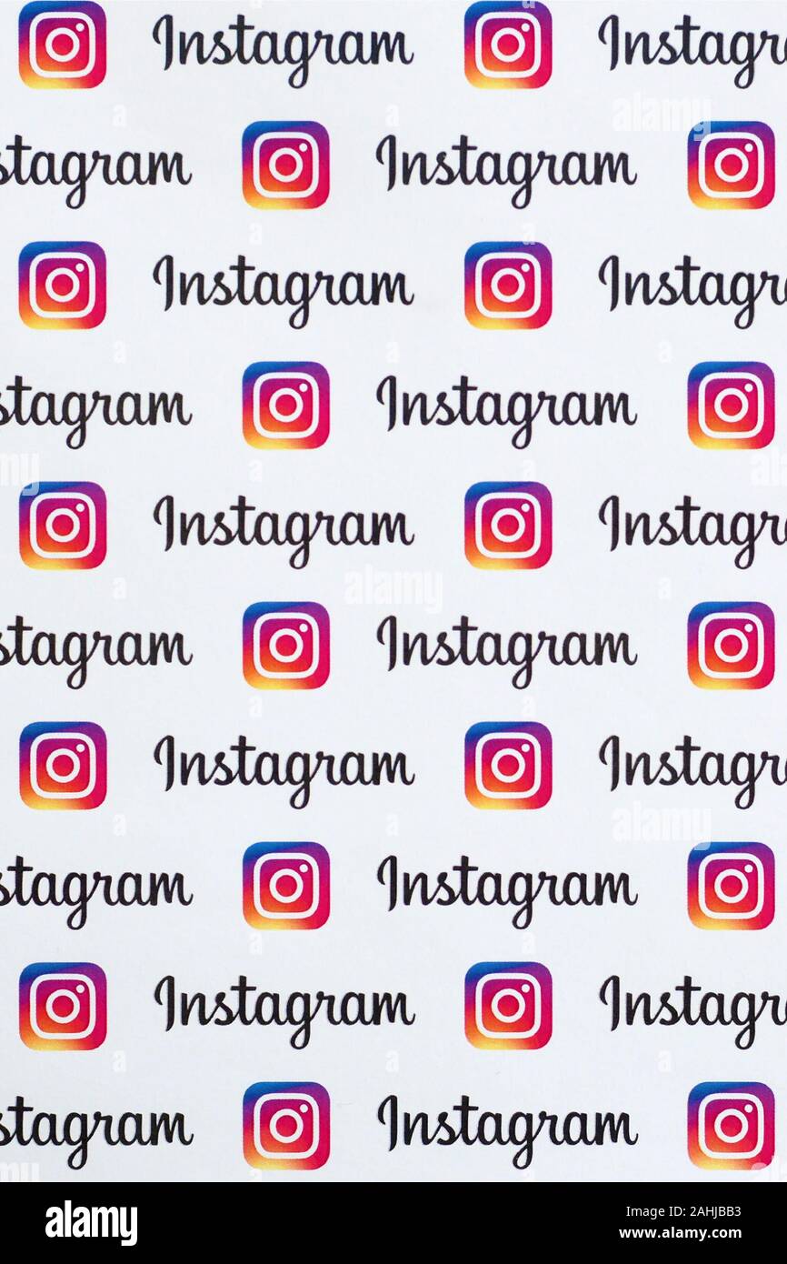 NY, USA - DECEMBER 5, 2019: Instagram pattern printed on paper with ...