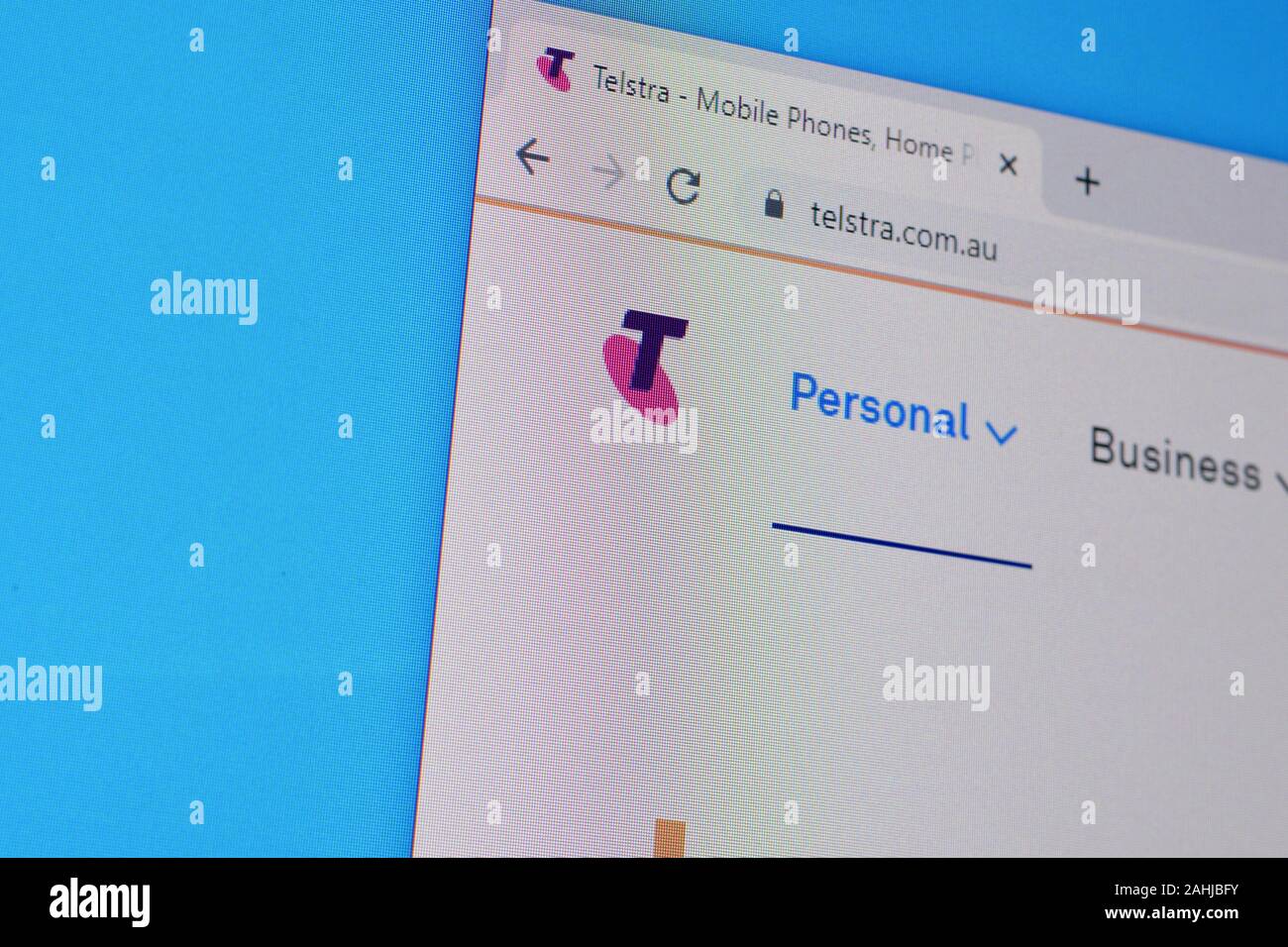 NY, USA - DECEMBER 16, 2019: Homepage of telstra website on the display ...