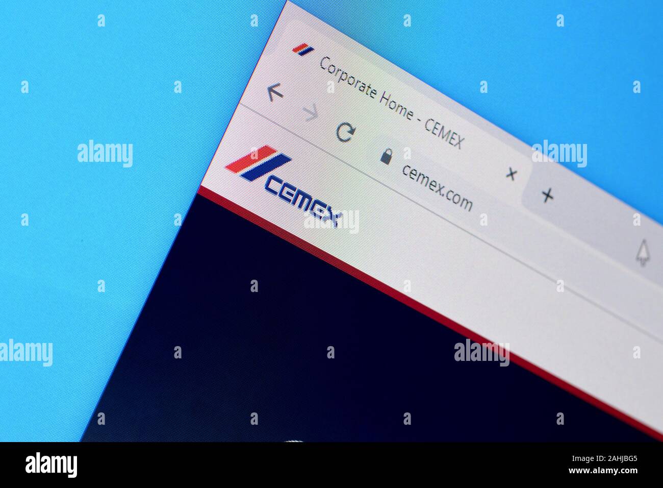 NY, USA - DECEMBER 16, 2019: Homepage of cemex website on the display ...