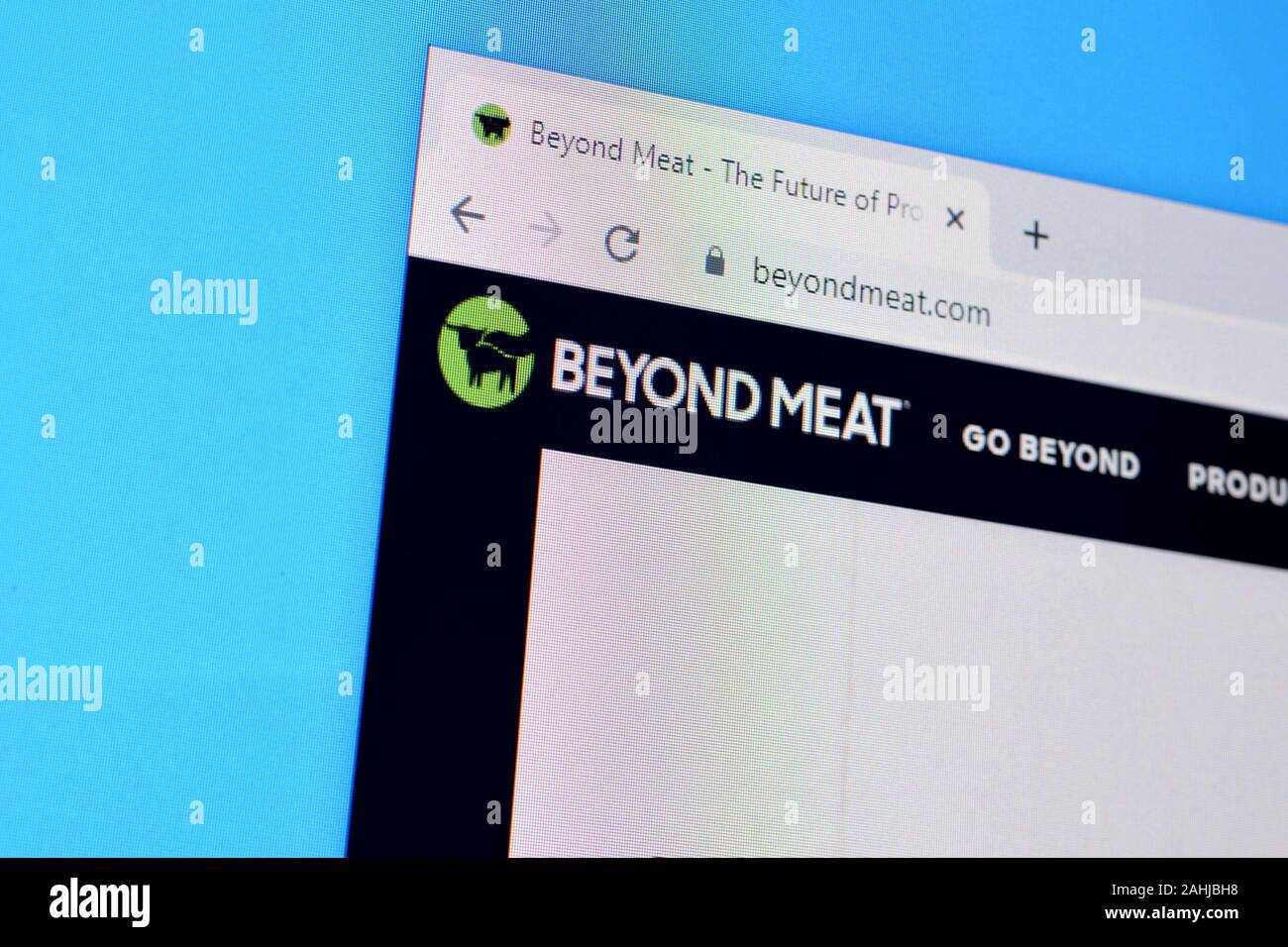 NY, USA - DECEMBER 16, 2019: Homepage of beyond meat website on the ...