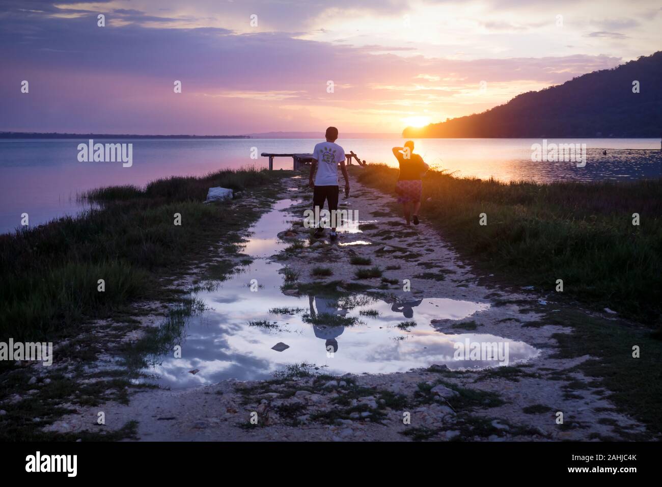 El Remate, Peten, Guatemala - 20 September 2019: Tourists walking to ...
