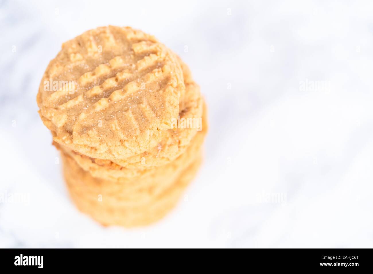 Stack of home made freshly baked peanut butter cookies Stock Photo - Alamy