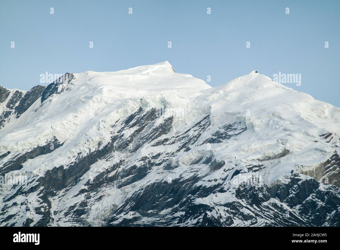 The beautiful snow covered mountains of the Himalaya Mountain Range of ...