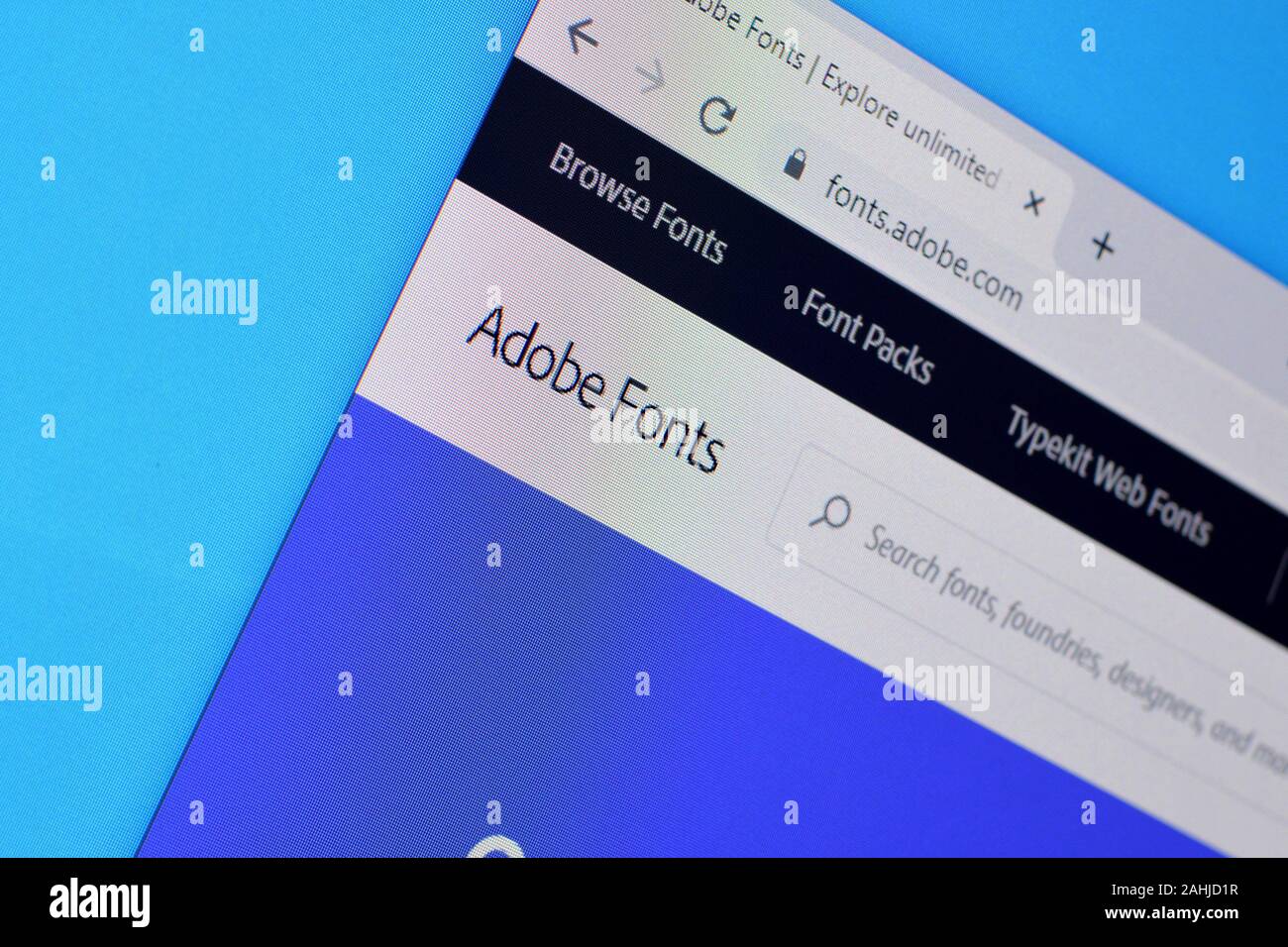 NY, USA - DECEMBER 16, 2019: Web page of adobe fonts product on ...