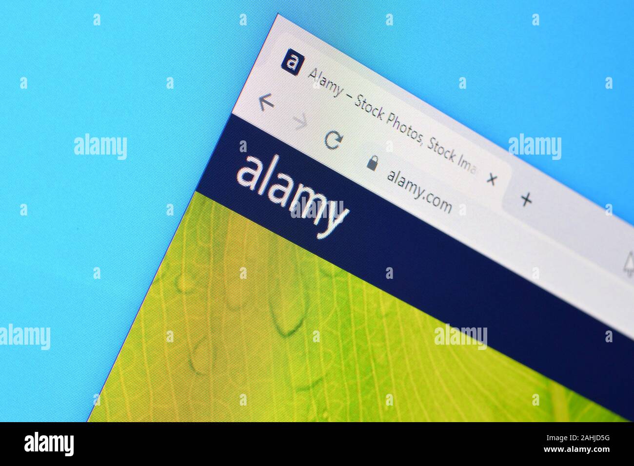 NY, USA - DECEMBER 16, 2019: Homepage of alamy website on the display ...