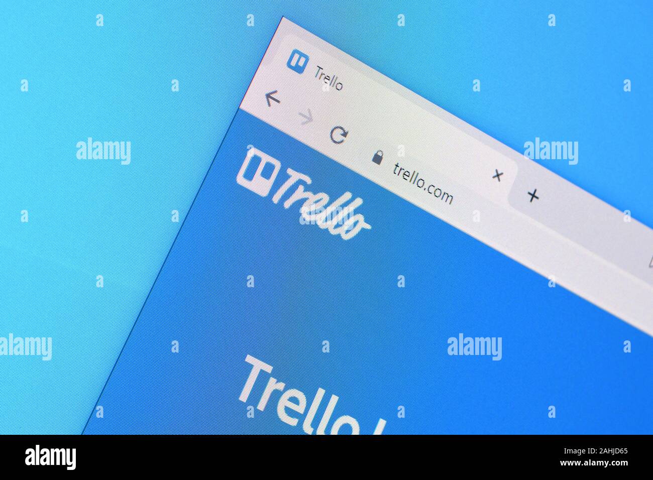 NY, USA - DECEMBER 16, 2019: Homepage of trello website on the display ...