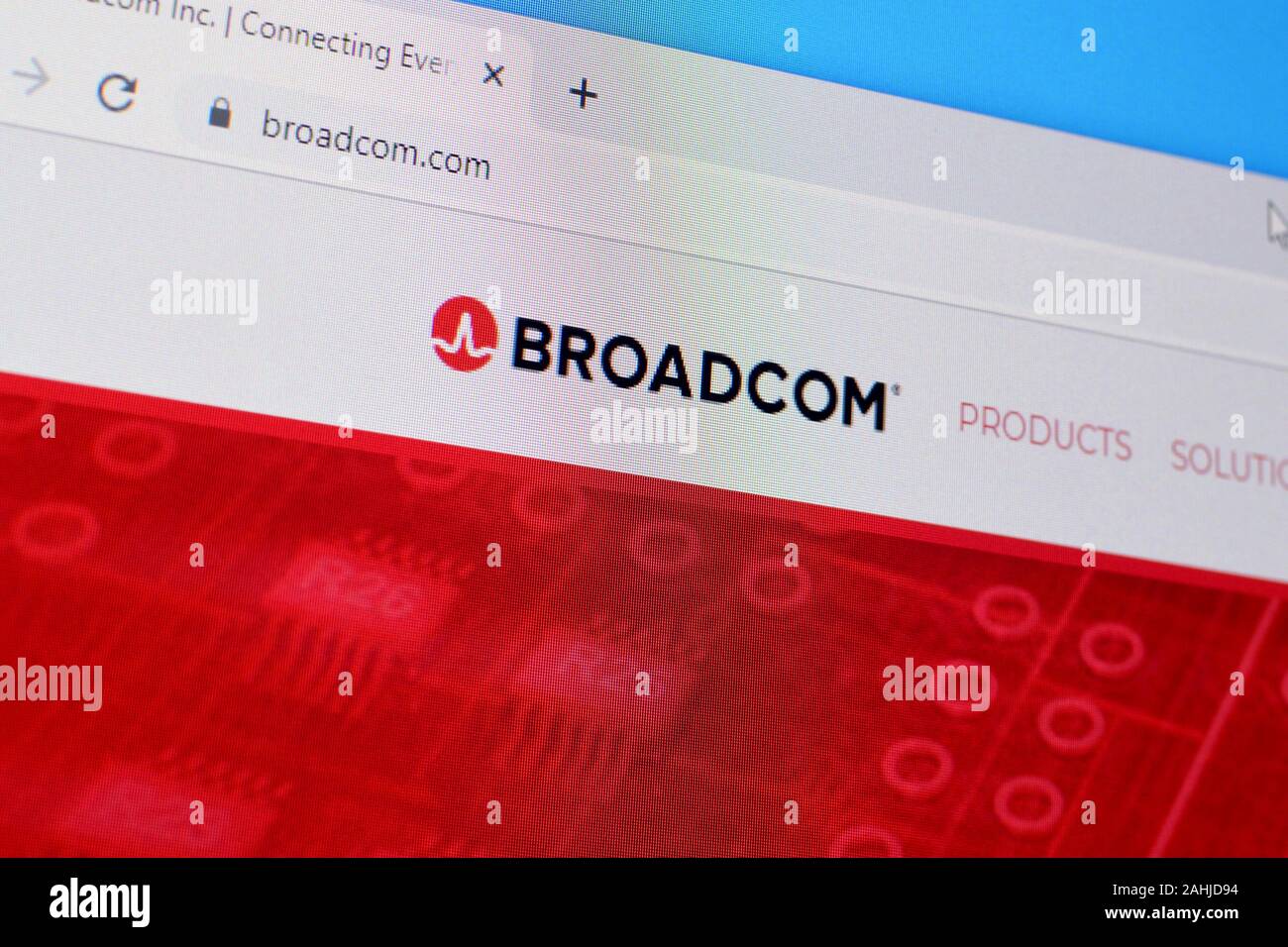 NY, USA - DECEMBER 16, 2019: Homepage of broadcom website on the ...