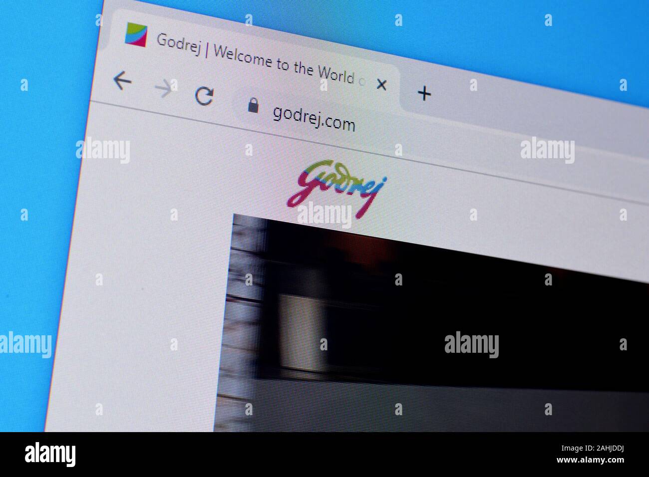 NY, USA - DECEMBER 16, 2019: Homepage of godrej website on the display ...