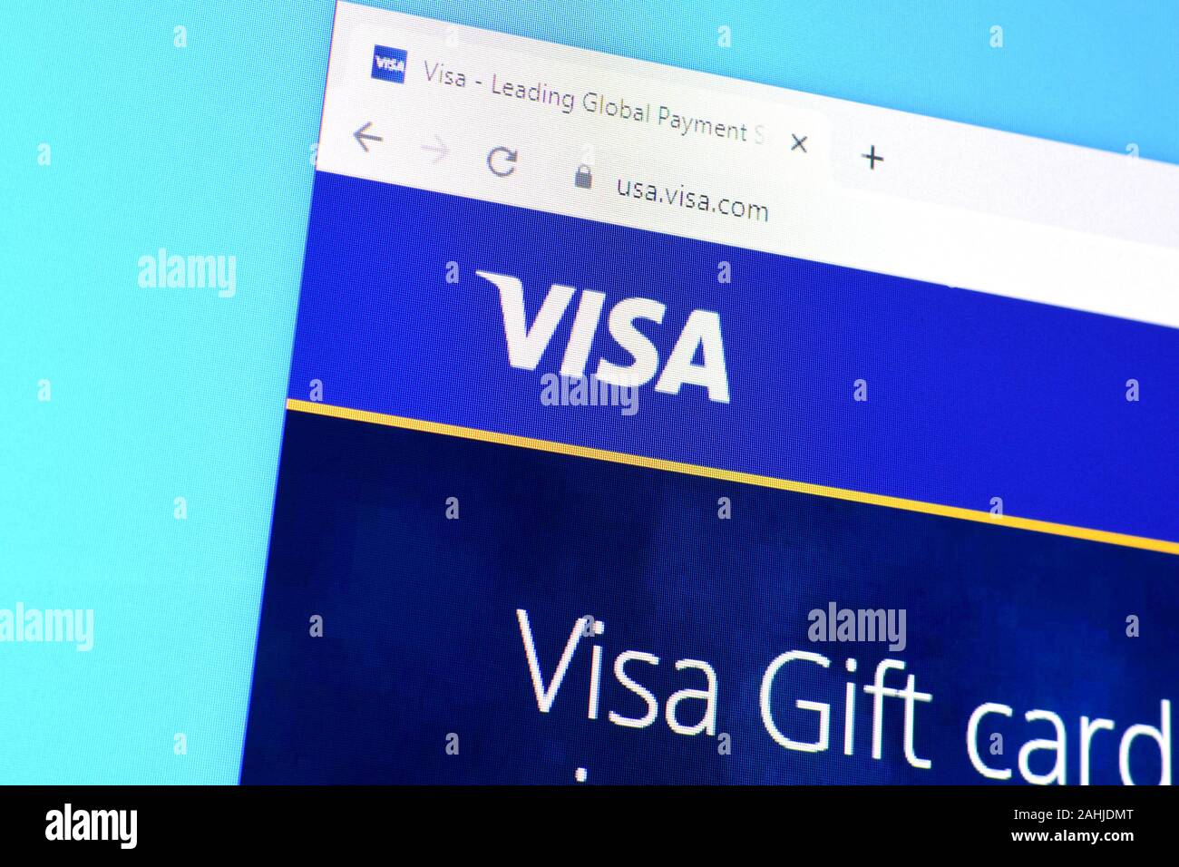 NY, USA - DECEMBER 16, 2019: Homepage of visa website on the display of ...