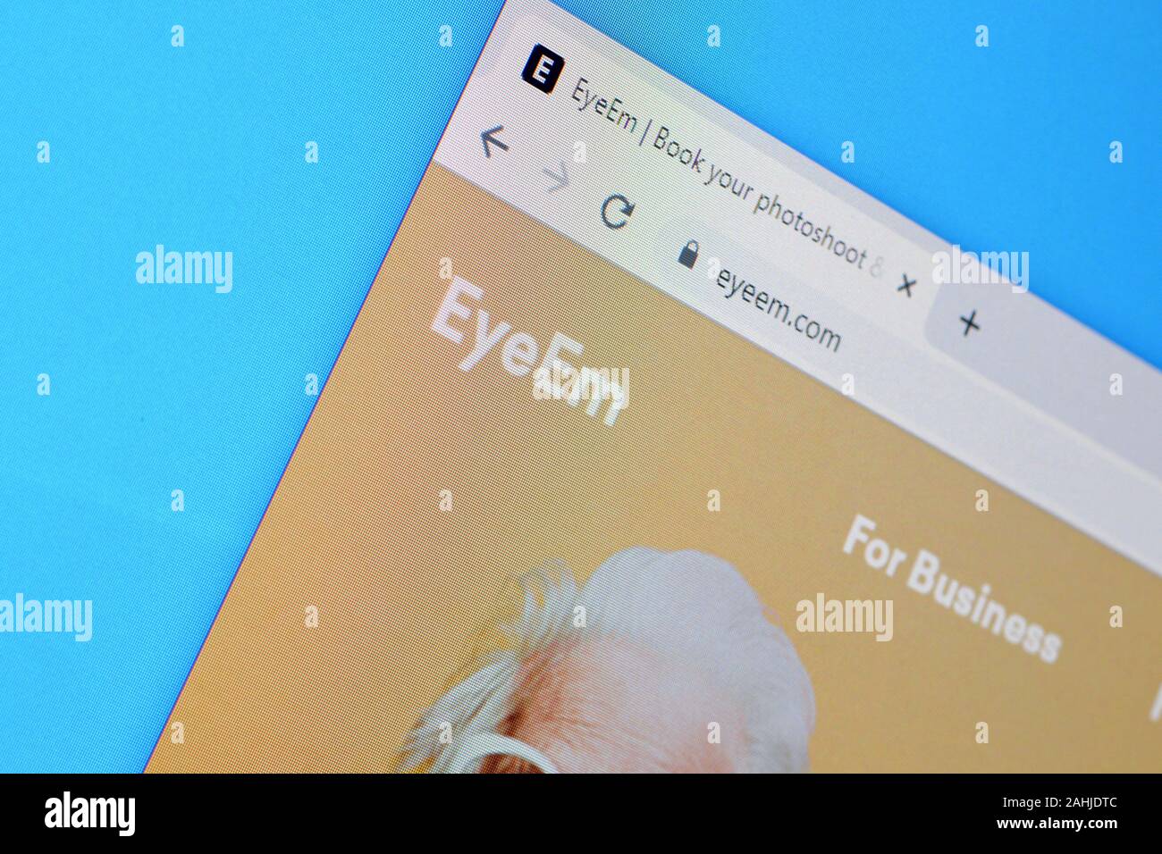 NY, USA - DECEMBER 16, 2019: Homepage of eyeem website on the display ...