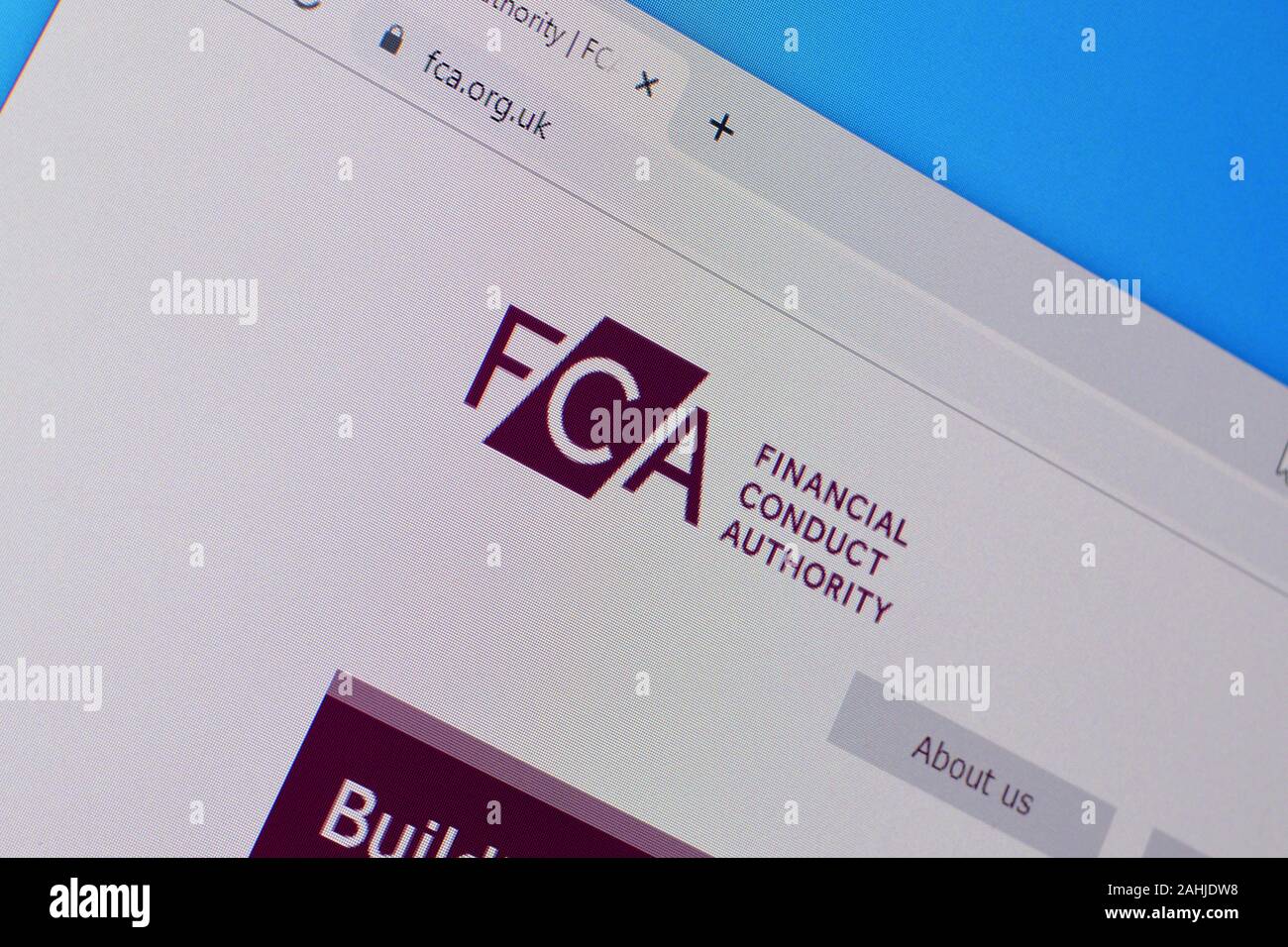 NY, USA - DECEMBER 16, 2019: Homepage of fca org website on the display ...