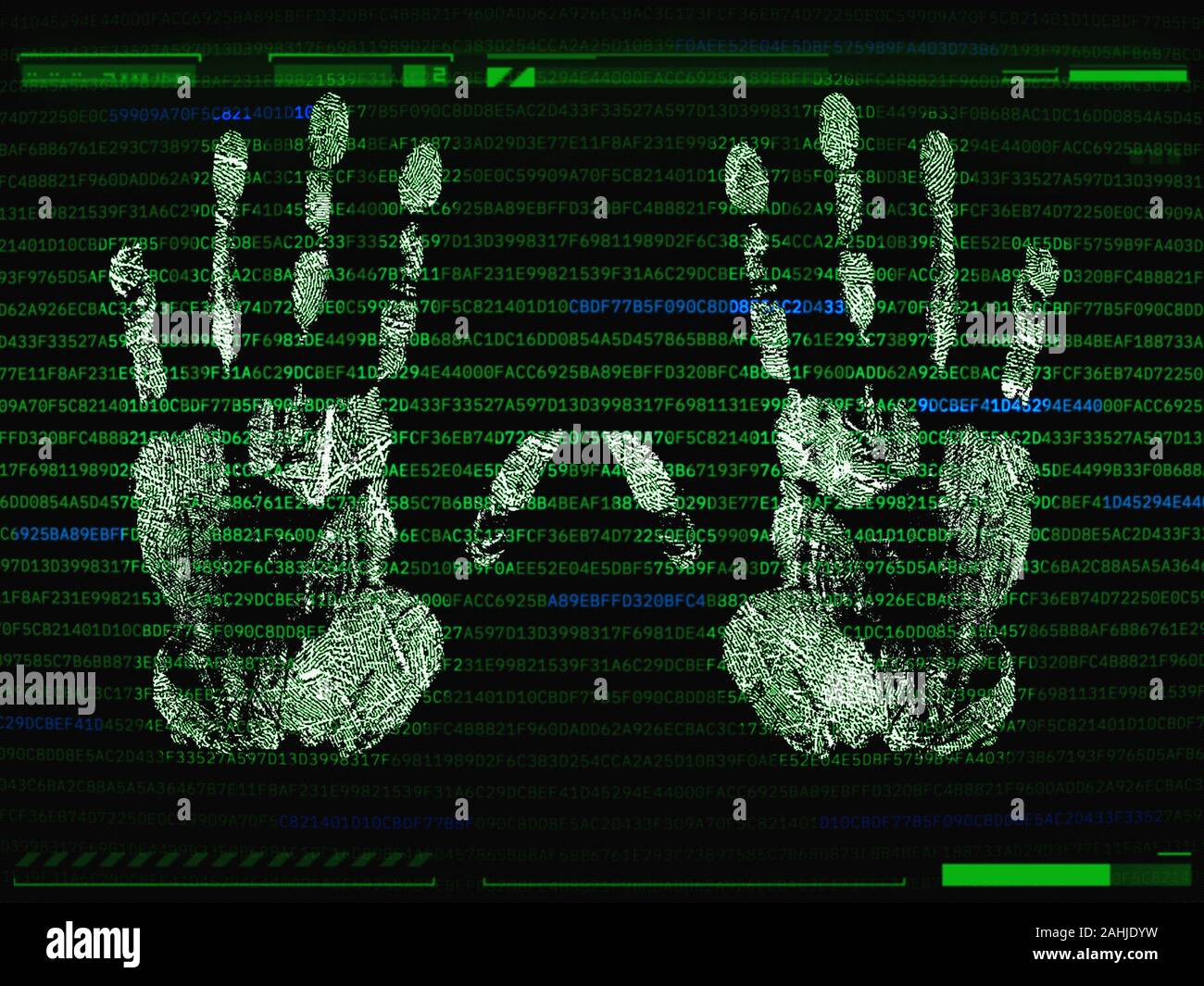 Palm Print Recognition And Access Concept Security Software By Biometric Data Identification