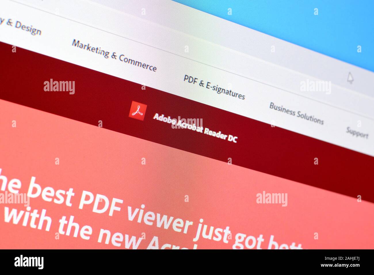 NY, USA - DECEMBER 16, 2019: Web page of adobe acrobat reader product ...