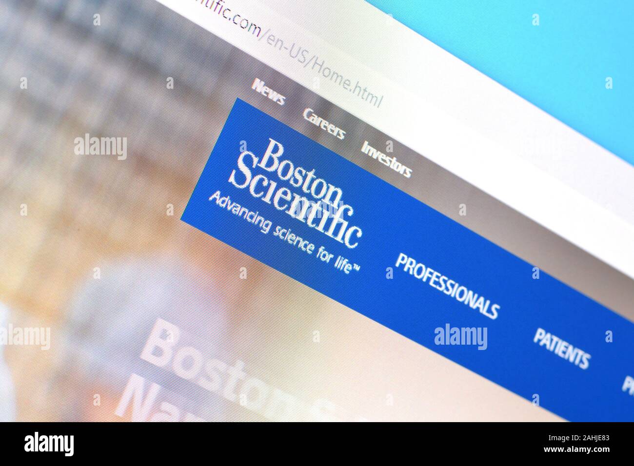 NY, USA - DECEMBER 16, 2019: Homepage of boston scientific website on ...