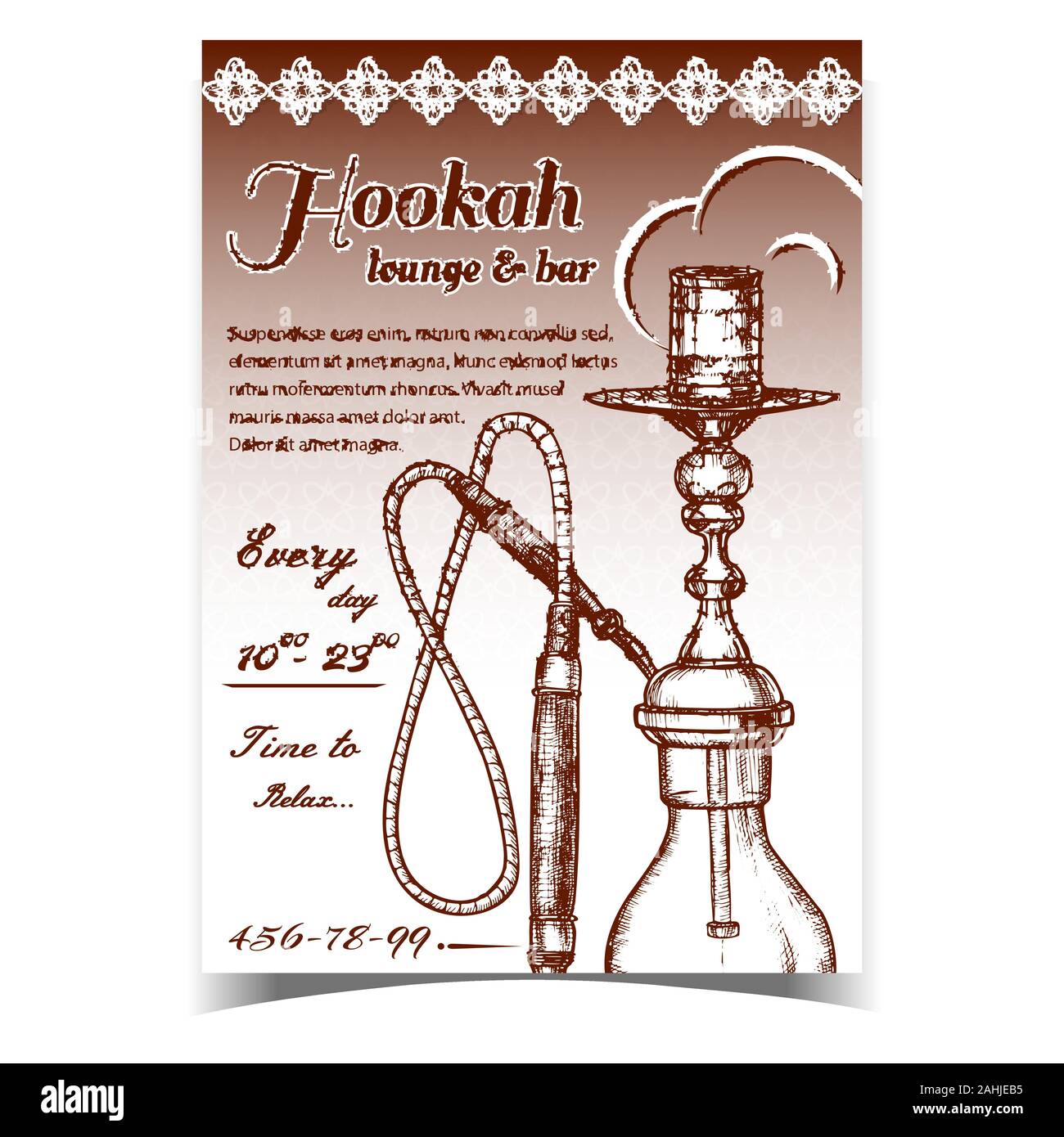 Hookah Lounge And Bar Advertising Poster Vector Stock Vector Image ...