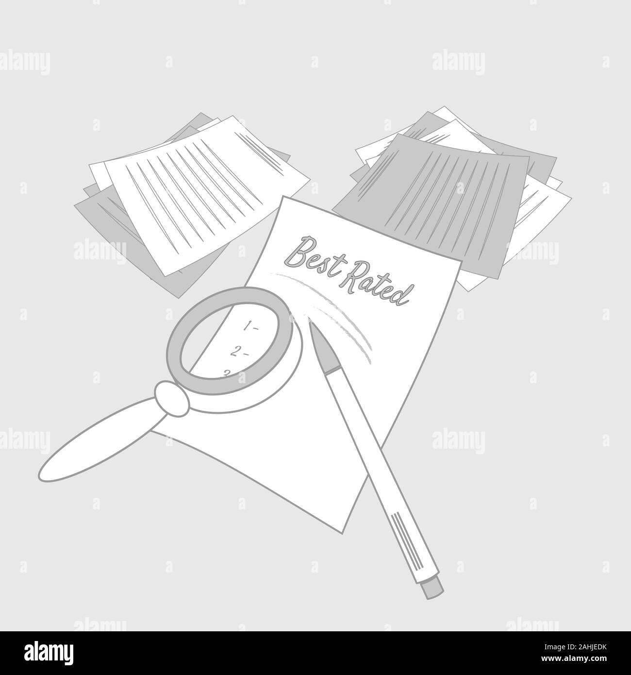 Review, analysis and rating process concept. Line art vector ...