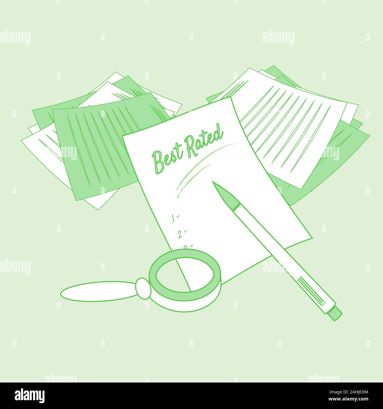 Review, analysis and rating process concept. Line art vector ...