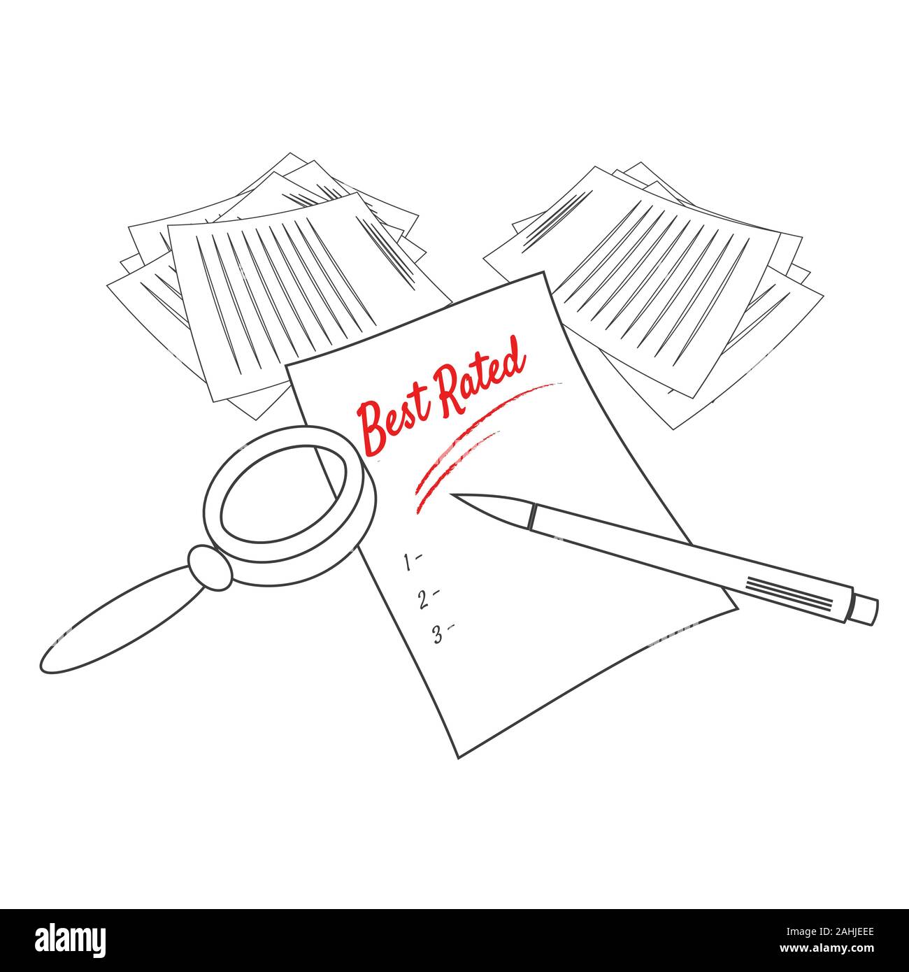 Review, analysis and rating process concept. Line art vector ...